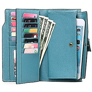 SENDEFN Women Leather Wallets RFID Blocking Clutch Card Holder Ladies Purse with Zipper Pocket