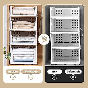 ASHILY Foldable Stackable Wardrobe Storage Shelf Box Containers, Multifunctional Drawer Organizer with Sliding Rails, Folding Clothes Baskets for Closet, Under Sink, Tabletop(L-17.13x13.39x9.65 in)