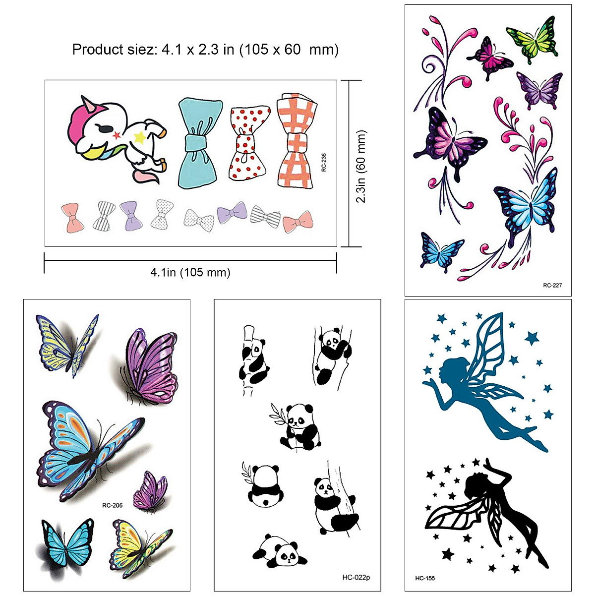Konsait 300+pcs Temporary Tattoos for Kids Boys Girls Children's Birthday Party Bag Filler Gift Party Favors, 200+ Kids Fake Tattoo Stickers- Animal Fruit Butterfly Monster Fairy Panda Whale