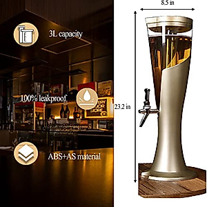 Beer Tower Drink Dispenser 3L Mimosa Tower Drink Beverage Dispenser with Removable Ice Tube,Freeze Tube to Keep Beverages Ice Cold，Perfect for Party,Bars,Home,Durable, Dual Action, Holiday Gift