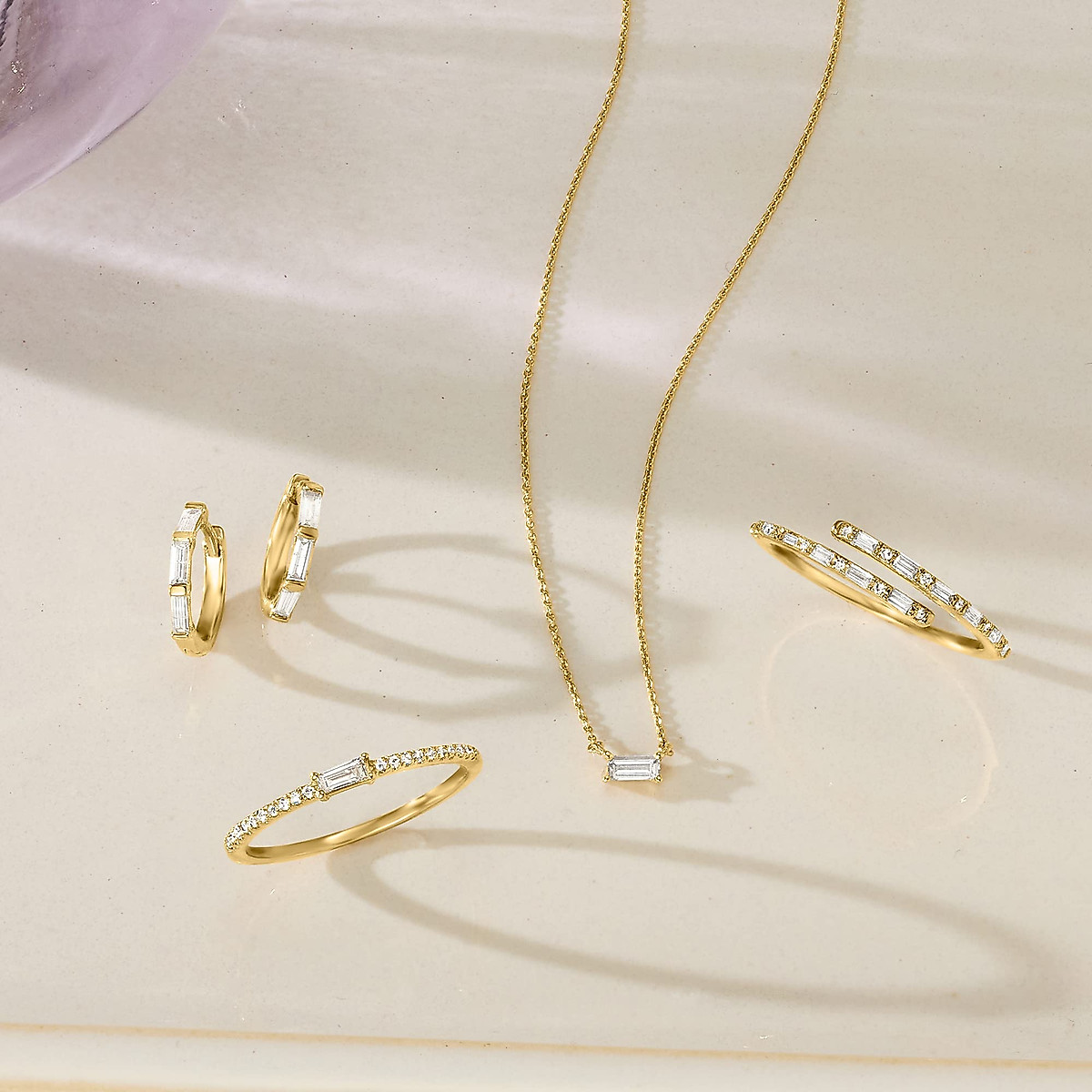 RS Pure by Ross-Simons 0.15 ct. t.w. Baguette and Round Diamond Ring in 14kt Yellow Gold. Size 8