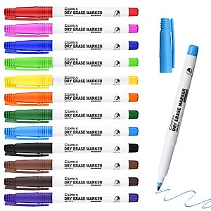 Comix Dry Erase Markers Ultra Fine Tip, 0.7mm, Low Odor, 36 Bulk Assorted Colors White Board Markers, Whiteboard Markers for Kids Teachers Office & School Supplies