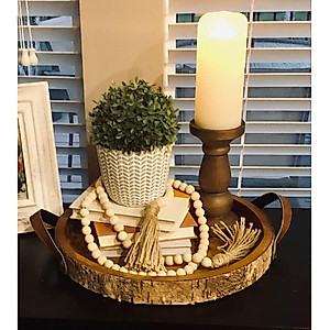 EasyBravo 58 Inch Wood Bead Garland with Tassels, Rustic Farmhouse Beads Wall Hanging Prayer Beads