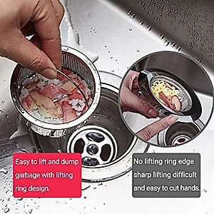 SooGree 2 Pack Sink Drain Strainer,3 inch Diameter with Handle,304 Stainless Steel Kitchen Sink Strainer,Perfect for Kitchen Sinks,Rust Free,Anti Clogging (Long Shape)