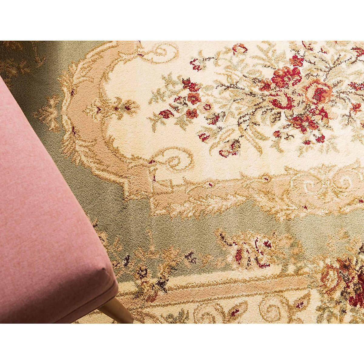 Unique Loom Versailles Collection Traditional Classic Floral Motif Area Rug (5' 0 x 8' 0 Rectangular, Green/ Ivory)