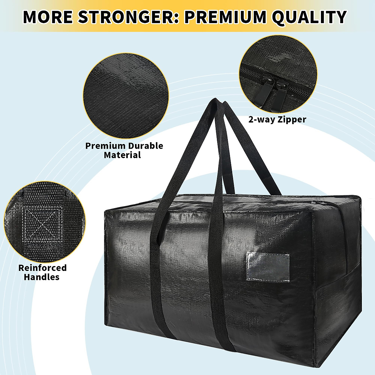 Heavy Duty Extra Large Moving Bags,58 Gallon Jumbo Packing Bags,Huge Moving Storage Bags with Strong Zippers & Carrying Handles,Reusable Big Moving Storage Totes for College Dorm Travel 1Pack