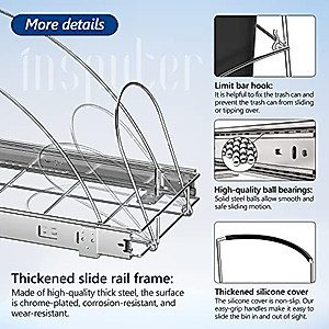 Insputer Pull Out Trash Can Under Cabinet, Under Sink Trash Can Pull Out with Silicone Handle, 35qt Under Cabinet Trash Can Pull Out Kit for Kitchen Sink, Pantry, Garbage Can Not Included