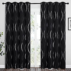 NICETOWN Blackout Curtain Panels 84 inches - Light Reducing Thermal Insulated Solid Grommet Blackout Curtains/Panels/Drapes for Living Room/Nursery/Kids Room (Set of 2, 52 inches by 84 Inch, Black)