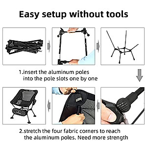 ROCK CLOUD Portable Camping Chair Ultralight Folding Chairs Outdoor for Camp Hiking Backpacking Lawn Beach Sports, Grey