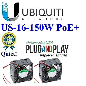 2X ExtraCooling Quiet Replacement Fans Compatible for Ubiquiti US-16-150W PoE+ UniFi Switch