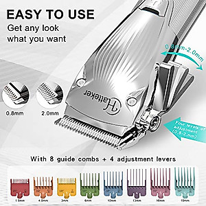 Hair Clippers for Men Professional Cordless Beard Trimmers Barbers Cutting Tools USB Rechargeable Personal Haircutting Kit Set with Whisper Quiet Operation(Silver)
