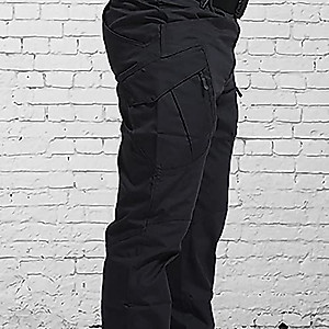Uillui Tactical Waterproof Pants for Men Flex Stretch Work Pants Relaxed Fit Ripstop Cargo Pants for Outdoor Combat Hiking Black