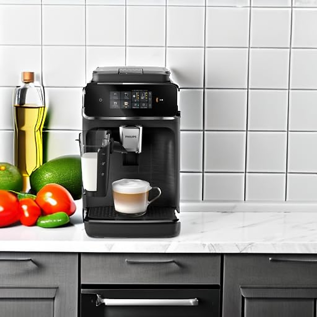 PHILIPS Series 2300 Fully Automatic Espresso Machine - 4 Hot Drinks, Fast Clean, 40% Quieter SilentBrew, Aquaclean Filter, Matte Black (EP2330/10)