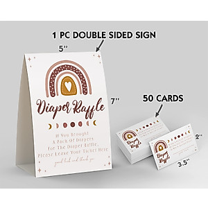 Diaper Raffle Tickets for Baby Shower Sign，Baby Shower Invitations with Diaper Raffle Cards - Baby Shower Games for Girl(1 Sign with 50 Raffle Tickets) Toctose009
