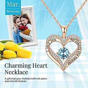 xiupen Lucktree I Love You Jewelry for Wife Birthday Gifts Ideas Necklace for Women Wife Her Girlfriend Birthday Anniversary Christmas Valentines Gift Mothers Day Gifts for Wife(Aquamarine-March)