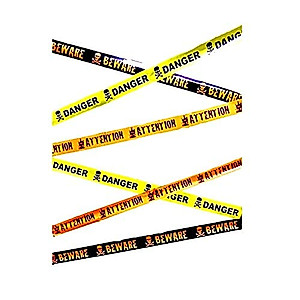 Needzo Halloween Door Decorations, Decorative Caution Tape That Reads Danger Beware Attention, 30 Ft
