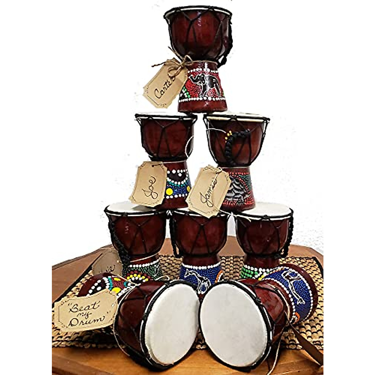 Novelty Decorative Djembe 6" high x4" top (Abstract, 6 Inch)