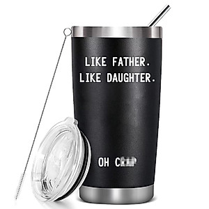 Kpafig Like Father Like Daughter, Funny Christmas, Birthday Gifts, Father's Day Gifts for Dad from Daughter, Insulated Stainless Steel Dad Travel Coffee Mug Tumbler Cup with Lip and Straws 20oz