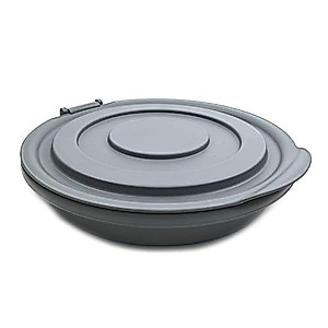 SAMMART 66L(17.4 Gallon) Collapsible Plastic Garbage Bin with Wheels & Removable Lid-Foldable Pop Up Container-Portable Washing Tub-Space Saving Basket,Water Capacity 56L(14.8 Gallon)(Grey/Blue)