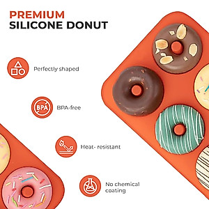 ABAM Premium Silicone Donut Pan 3-Pack of Non-Stick Food Grade Silicone baking mold with 6 donut molds of Bagel Making Tray perfect for Microwave, Freezer & Dishwasher safe.