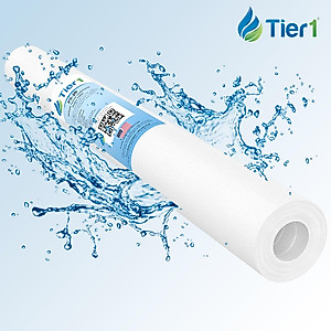 Tier1 5 Micron 20 Inch x 2.5 Inch | 4-Pack Spun Wound Polypropylene Whole House Sediment Water Filter Replacement Cartridge | Compatible with Pentek P5-20, 155016-43, SDF-25-2005, Home Water Filter