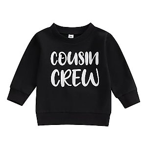 Baby Boys Girls French Terry Crewneck Sweatshirt Crewneck Pullover Thicked Fleece Lined Hoodie Autumn Infant Sweatshirts Black