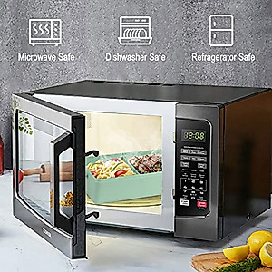 NatraProw Stackable Bento Box Kit, 47.35OZ Bento Box Adult Lunch Box, 3 Compartments Bento Lunch Box with Lunch Bag and Utensils, Meal Prep Containers for Adults, BPA Free Microwave Bento Box (Green)