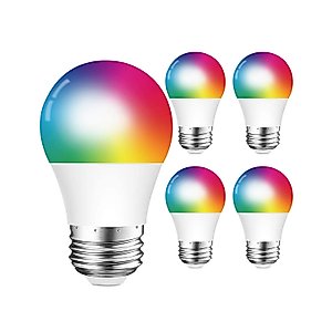 DOGAIN Smart Light Bulbs E26 Base A15 LED RGB Dimmable Color Changing Light Bulb Compatible with Alexa Google Home WiFi Multicolor Lights 6W (40W Equivalent) 500LM (Only 2.4GHz) 4 Pack