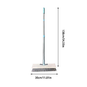 Floor Scrubbing Brush, Stainless Steel Wire Broom Deck Scrub Brush with Long Handle, Scrub Broom Stainless Steel, Stiff Bristle Scrubber Brush with Long Handle for Bathroom, Kitchen, Tile Floors