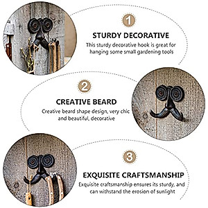 Hemoton Decorative Wall Hook Mustache Made of Cast Iron Decorative Key Hook or Wall Mounted Coat Hanger Double Coat Holder for Keys Coats