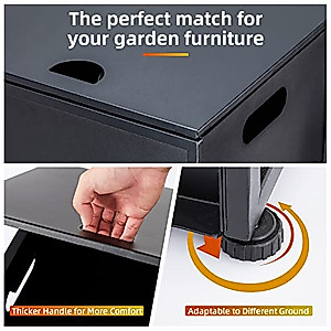 Propane Metal Tank Cover Table for Gas Fire Pits, Gas Tank Holder Storage Side Table for 20 Pound Propane Tank, 16-inch Hideaway Table with Side Handles