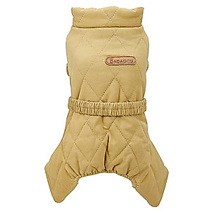 Izefia Dog Coat Windproof Jacket Cold Weather Coat 4 Legs Warm Dog Jumpsuit Winter Thick Coat Snow Proof Clothes Cotton Dog Coat for Small Dog Medium Cat Brown L