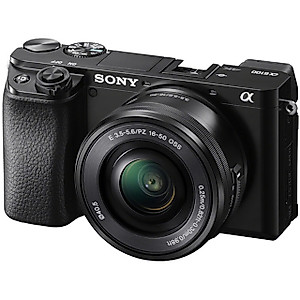 Sony a6100 Mirrorless Camera w/E PZ 16-50mm f/3.5-5.6 OSS Lens + E 55-210mm f/4.5-6.3 OSS Lens + 420-800mm f/8.3 HD Lens + 2X 64GB Memory, Case, Filters, Tripod, More (35pc Bundle)