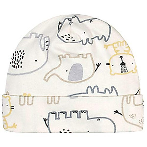 Gerber Baby Boys 4-Piece Gown and Cap Set, Wild Guy Grey, 0-6 Months