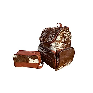 Leather Cowhide Backpack with cowhide hand clutch | Traveling Backpack Leather is for both Men and Women | Made with Cow Skin | Special designed for Gifts, sports, Gym, and Multi-Purpose Uses