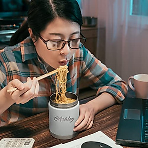 Tempercraft 15oz Vacuum Insulated Food Container, Stainless Steel, Double-Walled, Hot/Cold Storage Lunch Thermos Jar for School, Camping, Sports (White-Blank)