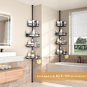 Foukus Shower Caddy, 2 Pack Bathroom Shower Organizer, Adhesive Shower Shelves with hooks and Hanging Cups, No Drilling Rustproof Stainless Steel Bathroom Caddy for Shower Storage