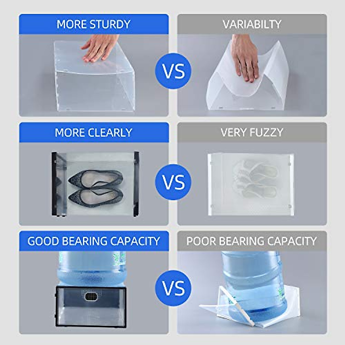 XZLGUJI 1 Pack Shoe Storage Box-Multi-function Storage Bins,Clear Plastic Stackable Shoe Organizer for Closet,Drop Front Shoe Box. (black (1 Pack))