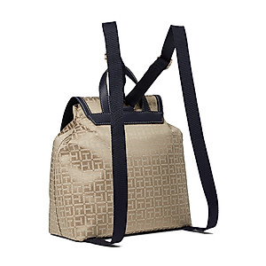 Tommy Hilfiger Liv II Flap Backpack Square Monogram Jacquard Khaki Tonal One Size