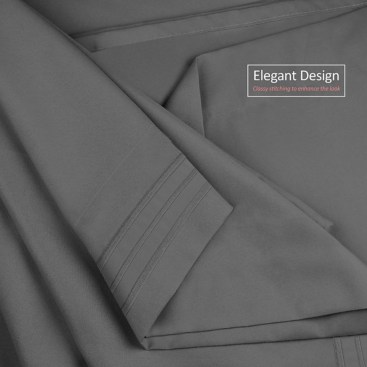 Nestl Full Size Sheet Sets - 6 PC Soft Microfiber Deep Pocket Full Sheet Set - Shrinkage and Fade Resistant Bedding Sheets & Pillowcases - Full, Dark Gray