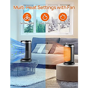 Space Heaters for Indoor Use, 1500W/750W Portable Heater with 90°Oscillation Safe and Quiet Ceramic Heater Fan Electric Heater with Overheat Protection Desk Heater for Bedroom Office Use