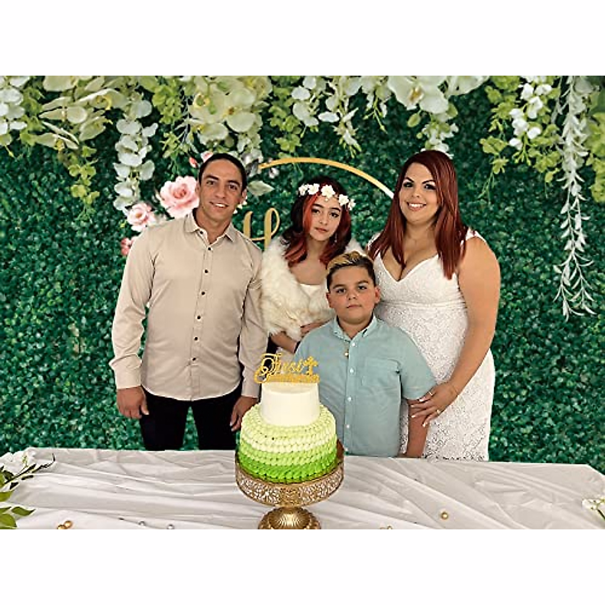 Greenery Happy Birthday Backdrop for Women Girls Flower Green Grass Backdrop Wall for Party Birthday Background Photography for Photoshoot Banner Decoration 7x5ft