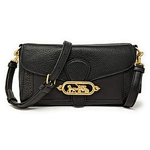 Coach Women's Three Leather Jade Shoulder Handbag (Black/Gold)