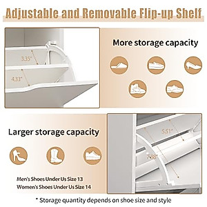 KUMIUNION Shoe Storage Cabinet with 2 Flip Drawers, Slim Freestanding Storage Racks for Entryway, Hallway, Hidden Narrow Shoe Organizers Perfect for Heels, Boots, Slippers, White