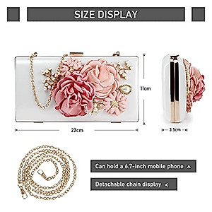 LUI SUI Womens Elegant Flowers Evening Bags Wedding Clutch Purse Floral Bride Wedding Clutch Shoulder Handbags
