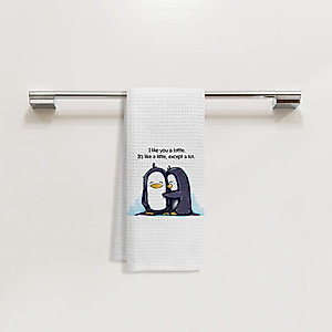 I Like You A Lottle It's Like A Little Except A Lot Cartoon Penguin Bath Towel, Lovely Gifts Decorative Towel,Gifts for Boyfriend Girlfriend Husband Wife Couples Lovers