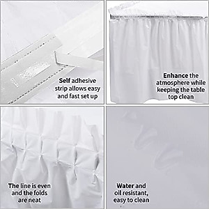 5 Pack Plastic Table Skirts for Rectangle Tables with 5 Pack Table Cloths, Blue Tableskirts and 54" x 108" Tablecloths, Disposable Tablecloth Skirt Table Covers for Party Birthday Baby Shower (White)