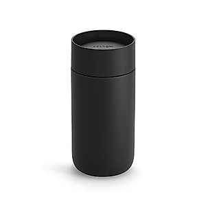 Fellow Carter Move Mug with 360º Sip Lid - Open Top Coffee To-Go Tumbler with Ceramic Interior, Vacuum-Insulated Stainless Steel, Matte Black, 12 oz Cup