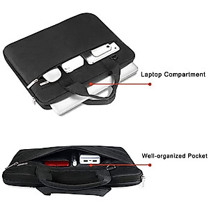 Voova Laptop Sleeve Case Bag Compatible with Macbook Air/Pro 13.3 M2, MacBook Pro 14 M1, 13.5 Surface Laptop 4/3, 13-14 Inch Dell XPS Hp Acer Asus Chromebook Computer Carry Briefcase with Strap,Black