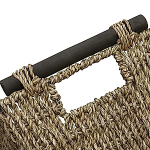 JVL Seagrass Set of 3 Tapered Storage Baskets with Wooden Handles